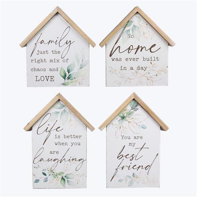Wood Tabletop House-Shaped Sign, Assorted Color - 4 Piece - Walmart.com