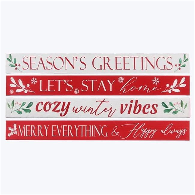 Wood Tabletop Long Block Christmas Signs, Assorted Color - 4 Piece ...