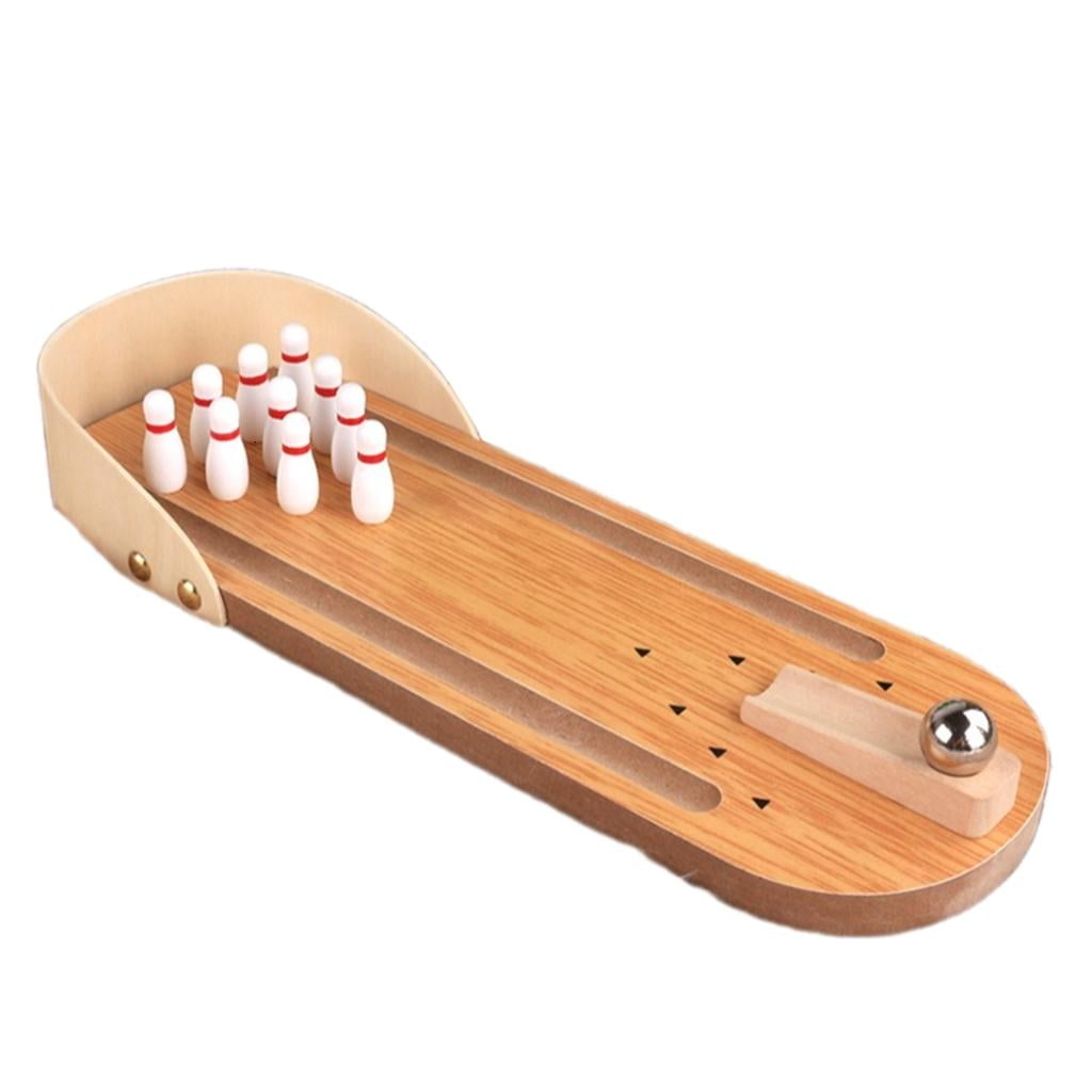 Wood Tabletop Mini Bowling Game Set, Mini Desktops Tabletop Bowling ...