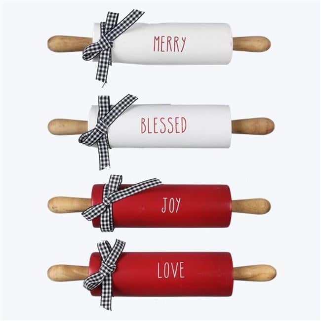 Wood Tabletop Rolling Pin Shaped Signs, Assorted Color - 4 Piece ...