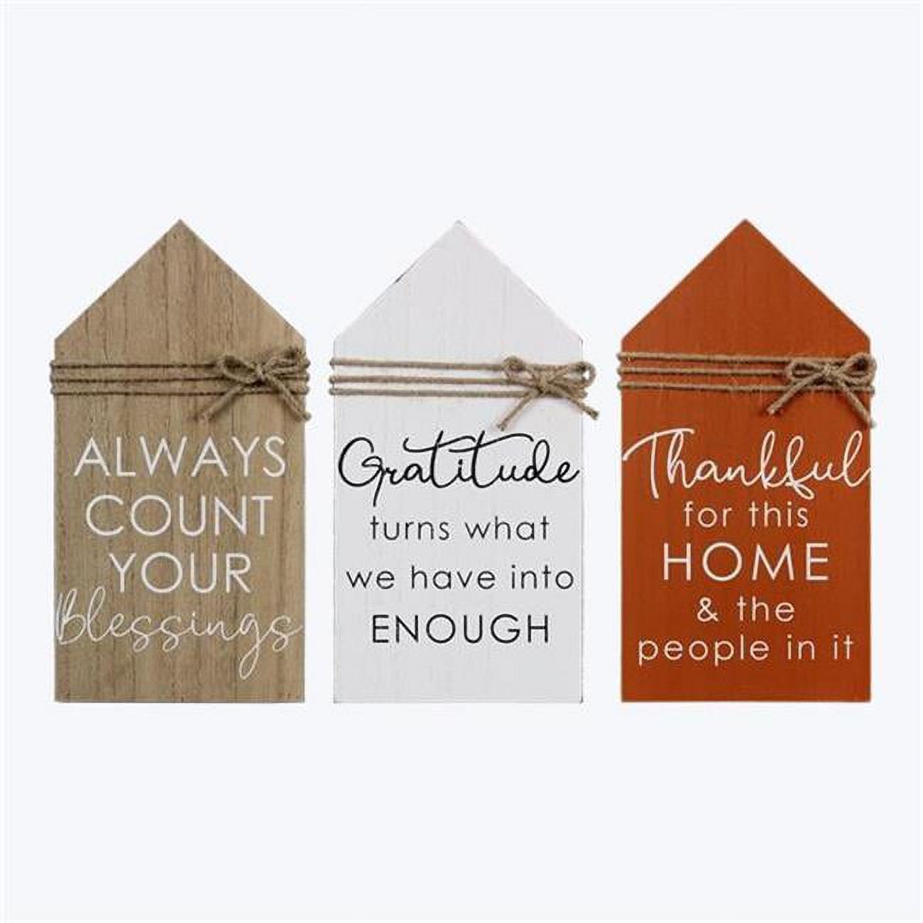 Wood Tabletop & Wall Fall Sign with Rope Tie Accent, Assorted Color - 3 ...