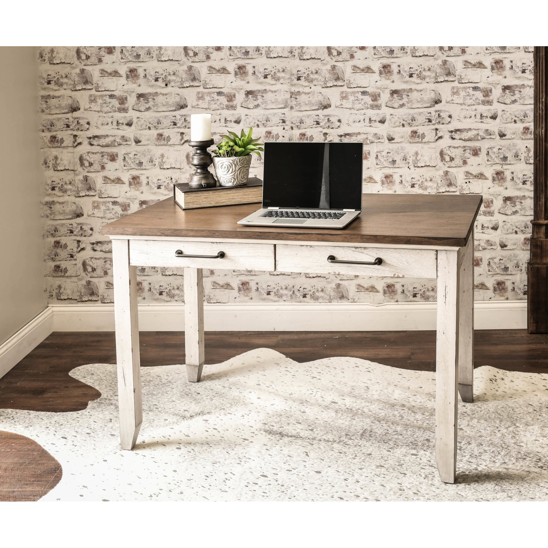 Wood - Tapered Legs Design - Den Desk - Modern Farmhouse Style ...