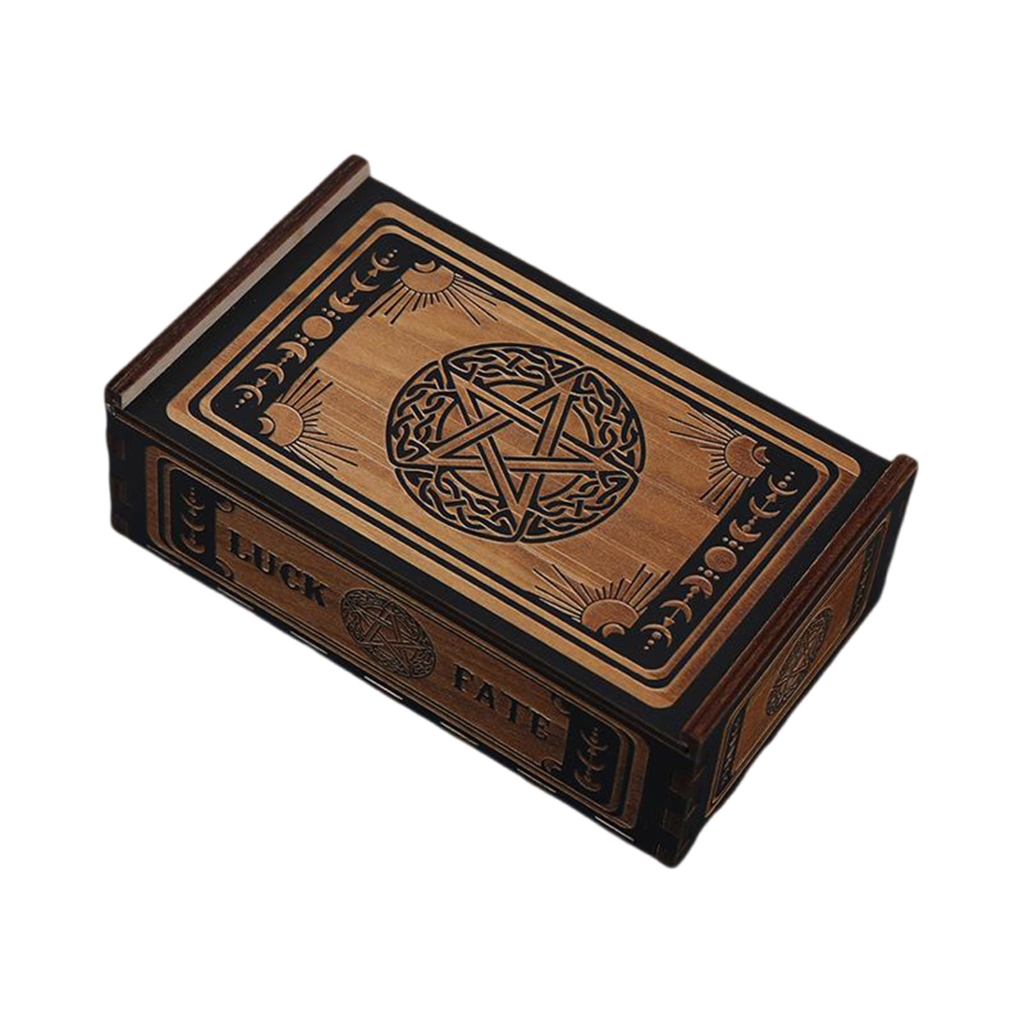 Wood Tarot Card Storage Case Push Pull Tarot Cards Storage Box Portable ...