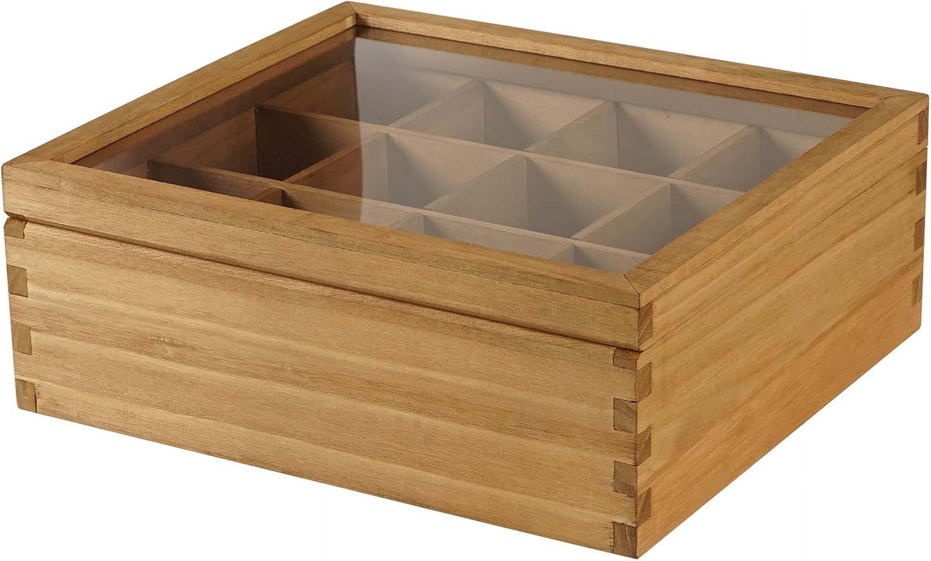 Wood Tea Box Organizer 12-Compartment,Multi-Functional Storage Box,Tea ...