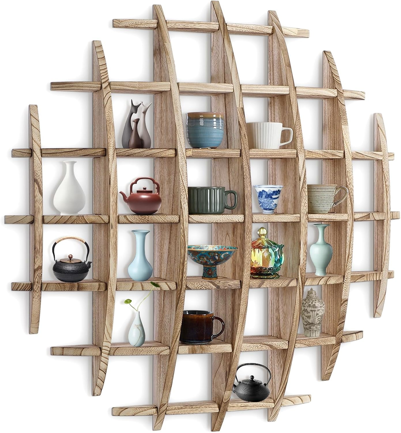 Wood Teapot Display Wall Decoration, 39 x 39 Inches Sphere Chinese ...