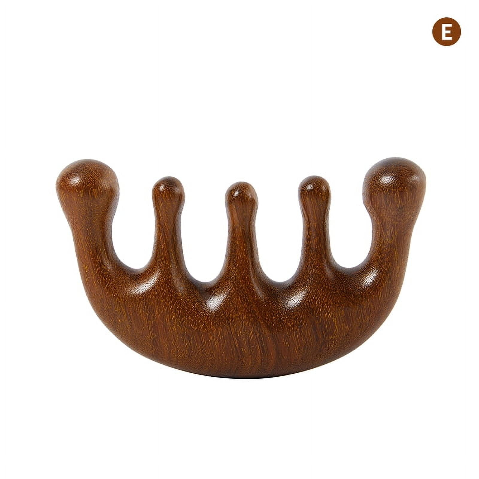 Wood Therapy Massage Comb Head Face Scalp Gua Sha Massager Natural ...