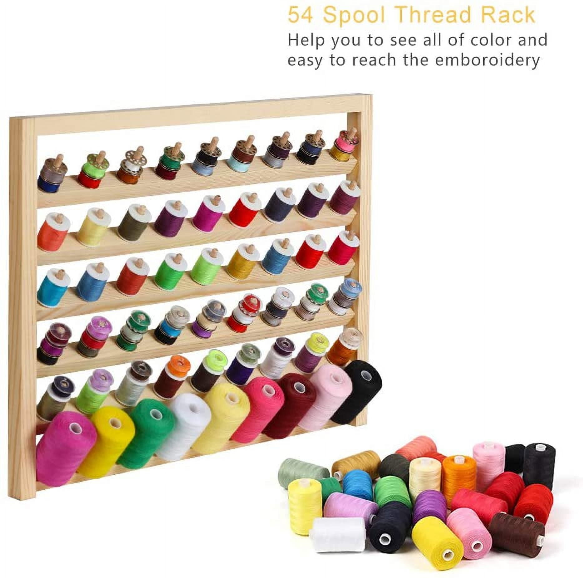 Wood Thread Stand Rack Holds Organizer Wall Mount 60 Spool Cone ...