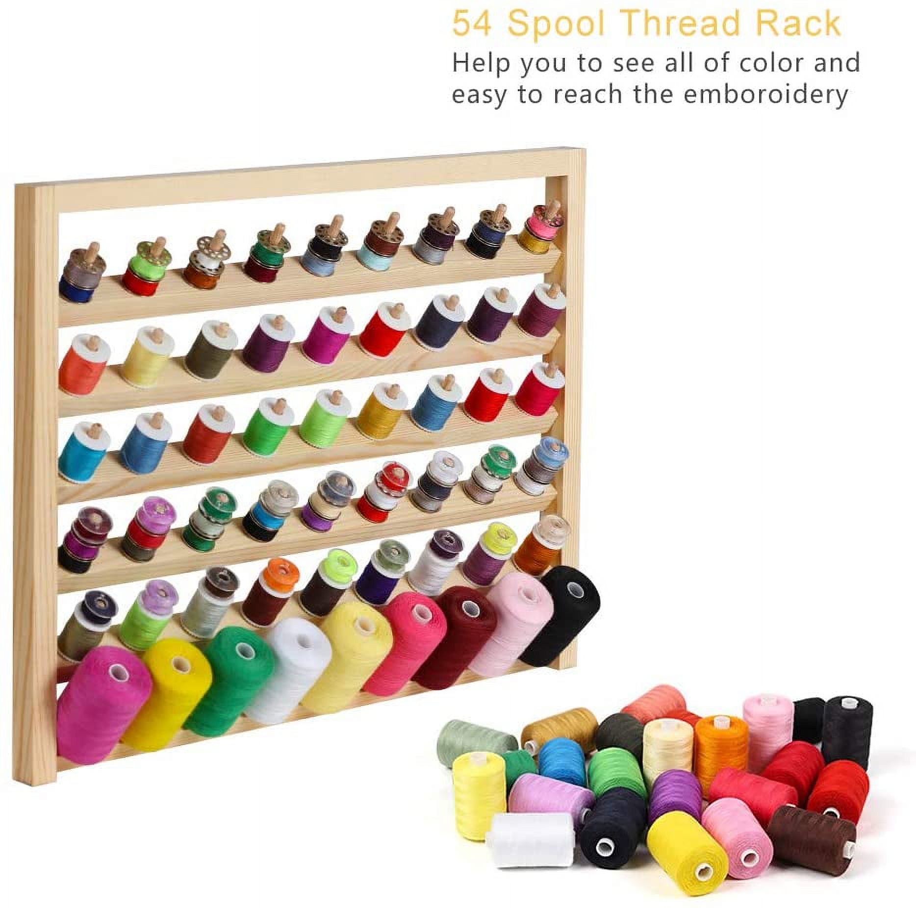 New brothread Wooden Thread Rack - 60 Spools Cone Stand for Organizing ...