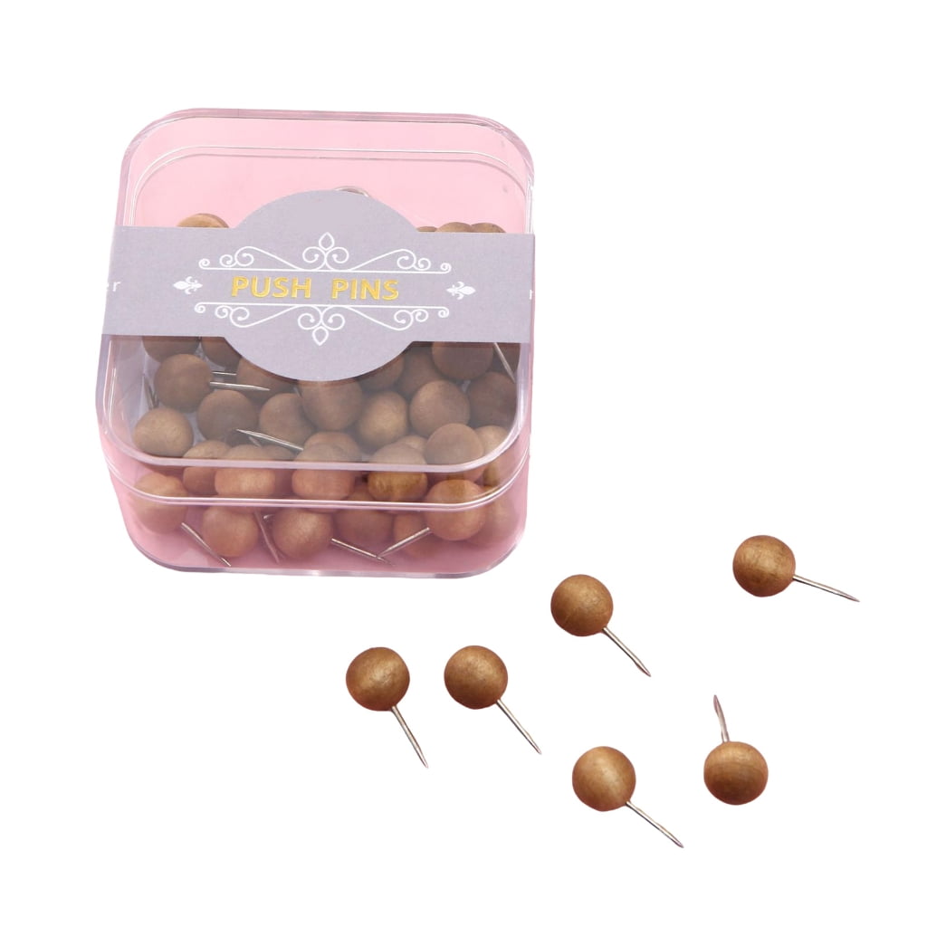Wood Thumbtacks Natural Wood Pins Simple Designs Wood Pins set for Cork ...