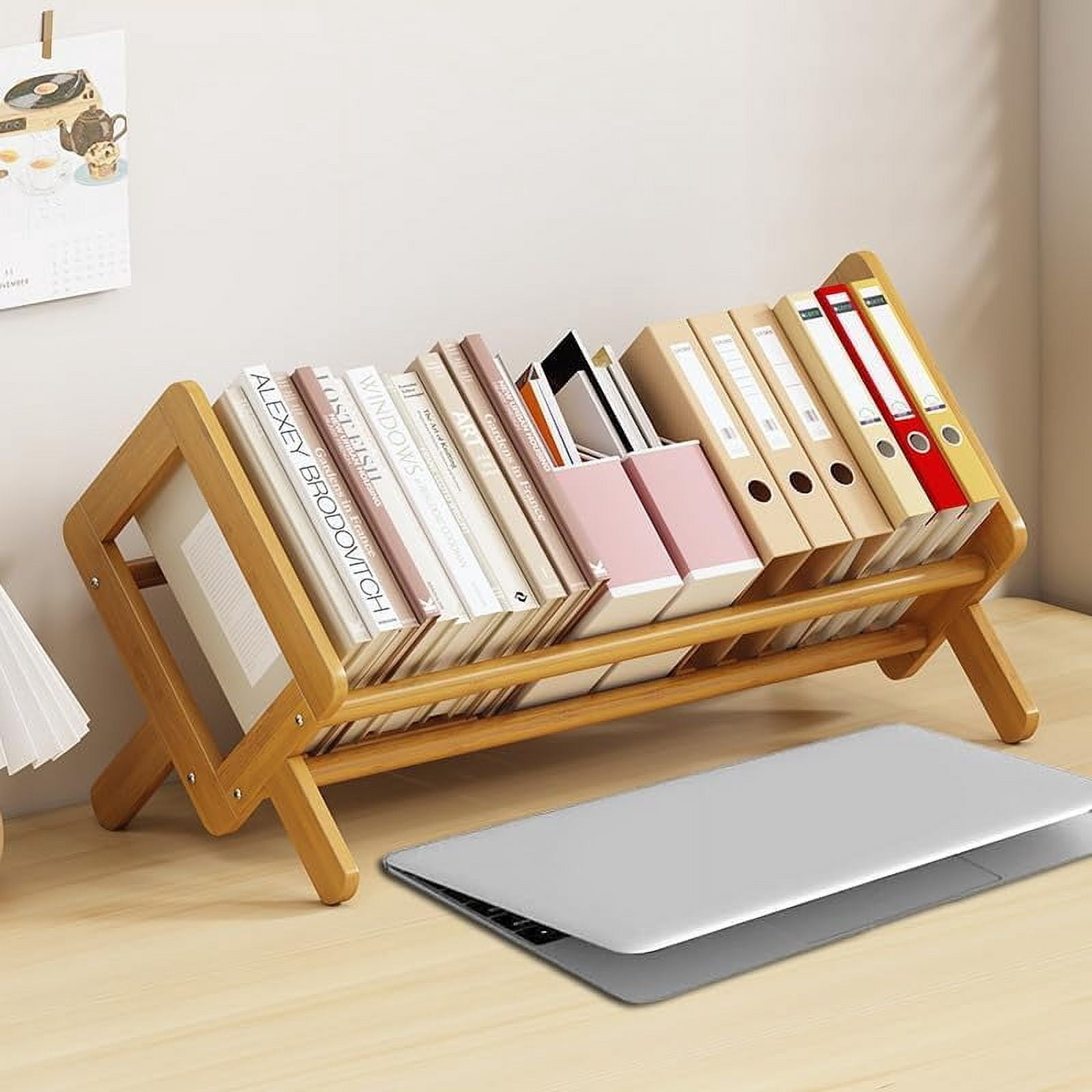 Wood Tilting Bookcase in Living Room/Home/Office, Desktop Book Shelf ...