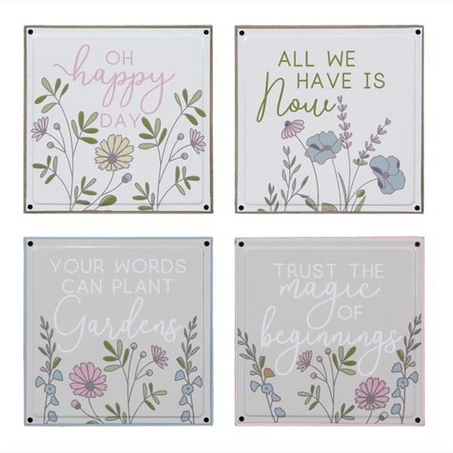 Wood & Tin Garden Cottagecore Wall & Tabletop Sign with MDF - 4 ...