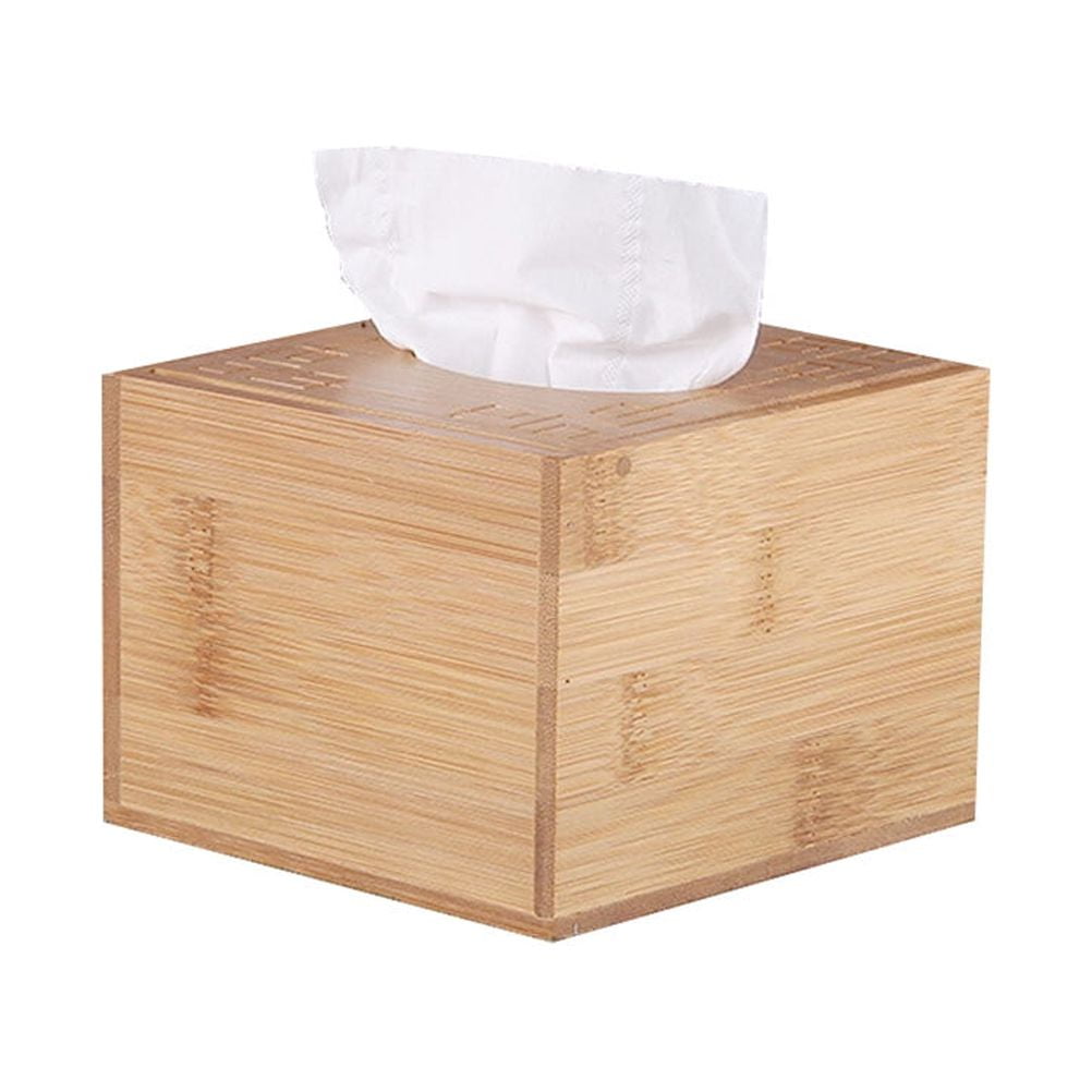 Wood Tissue Box Cover Square, Wooden Tissue Holder Cube for Bathroom ...