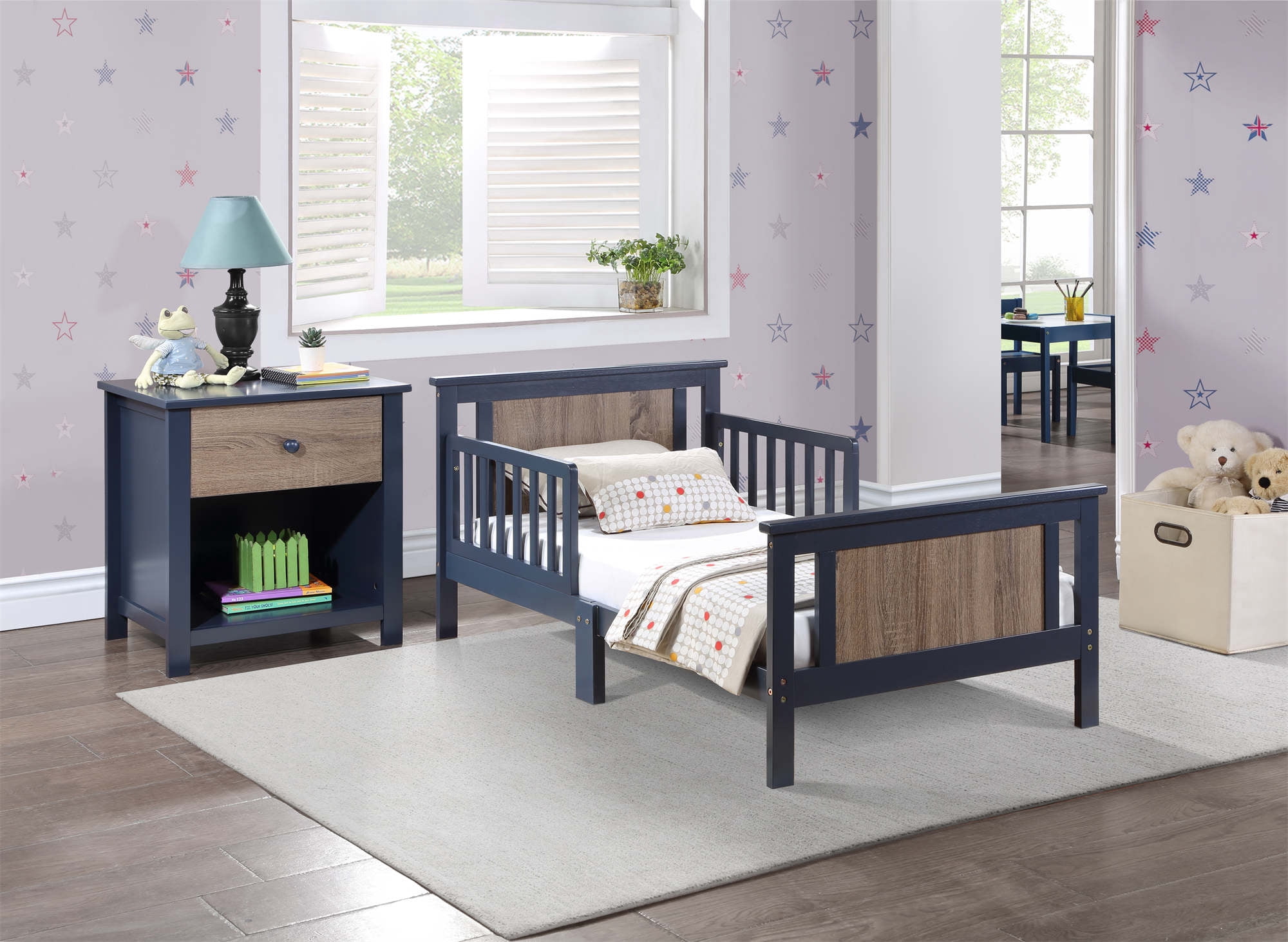 Wood Toddler Bed, Classic Design Reversible Panel Toddler Bed with ...
