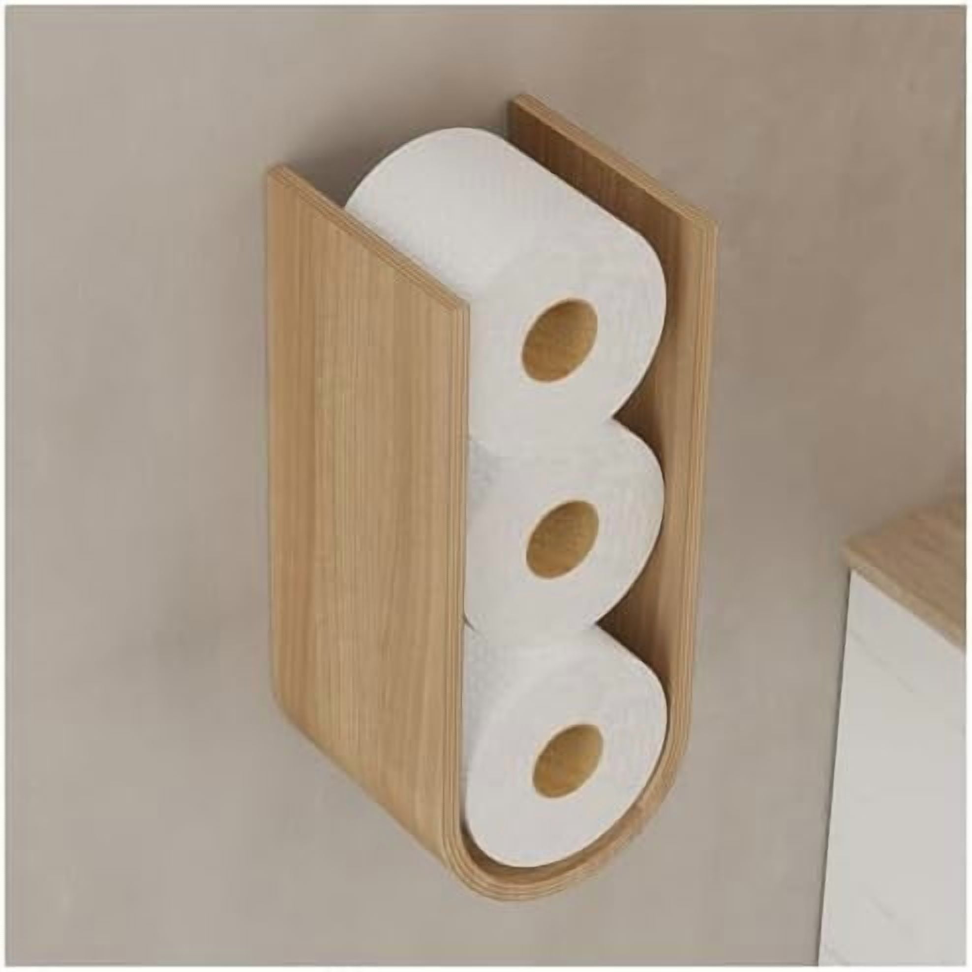 Wood Toilet Paper Holder Wall Mount for Multiple Rolls, Spare TP Roll ...