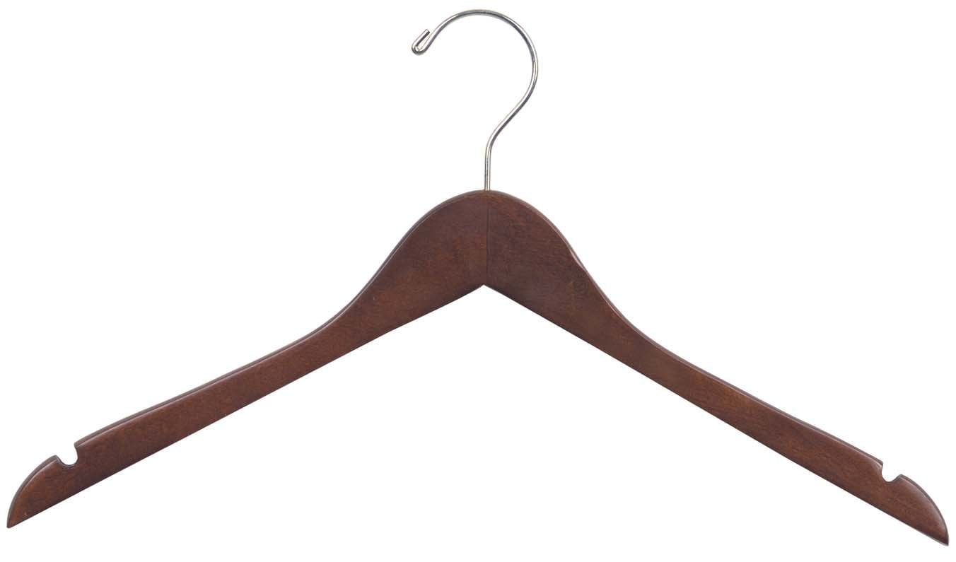 Wood Top Hanger, Box of 100 Space Saving 17 Inch Flat Wooden Hangers w ...