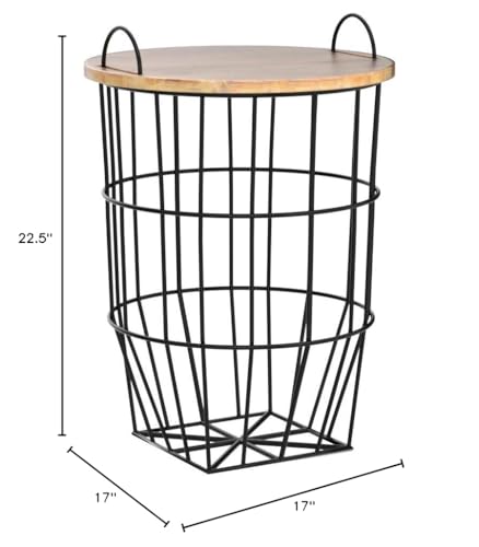 Wood Top Storage Basket Side Table 17" Dia. x 22-1/2"H - Walmart.com