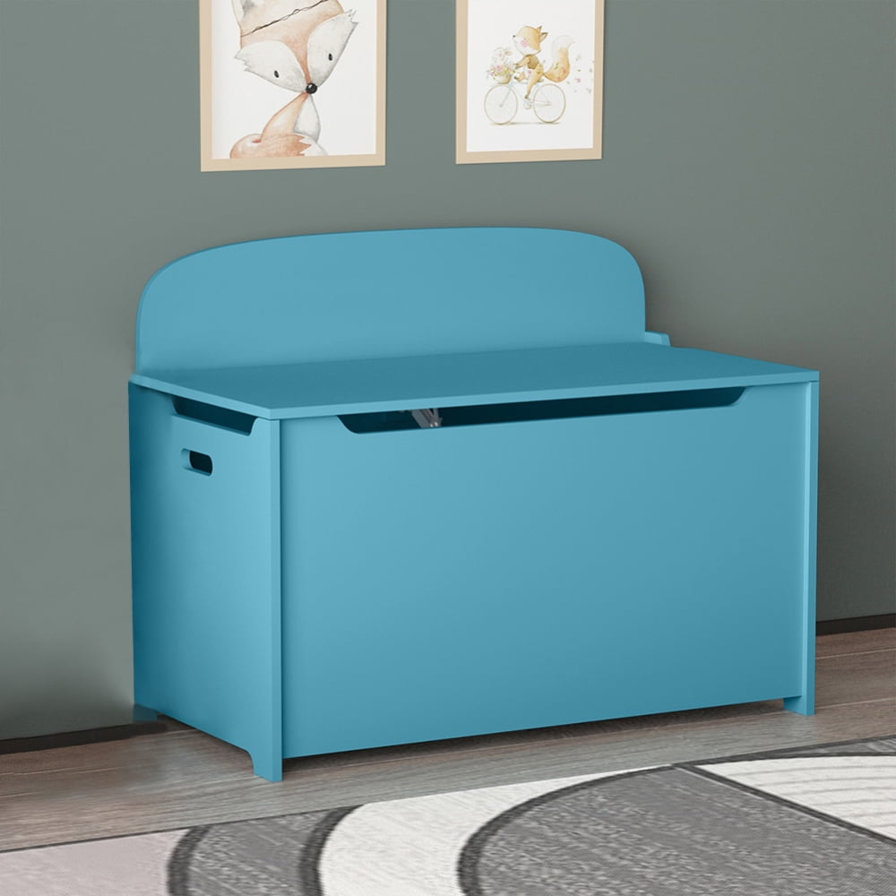 Wood Toy Chest Bench, Kids Toy Storage Box Seating Bench with Safety ...