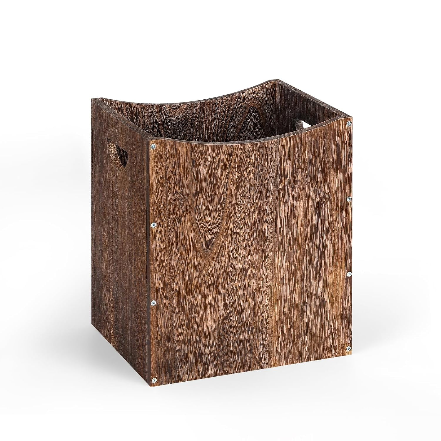 Wood Trash Can 5 Gallon Farmhouse Wastebasket with Handles Rectangular ...