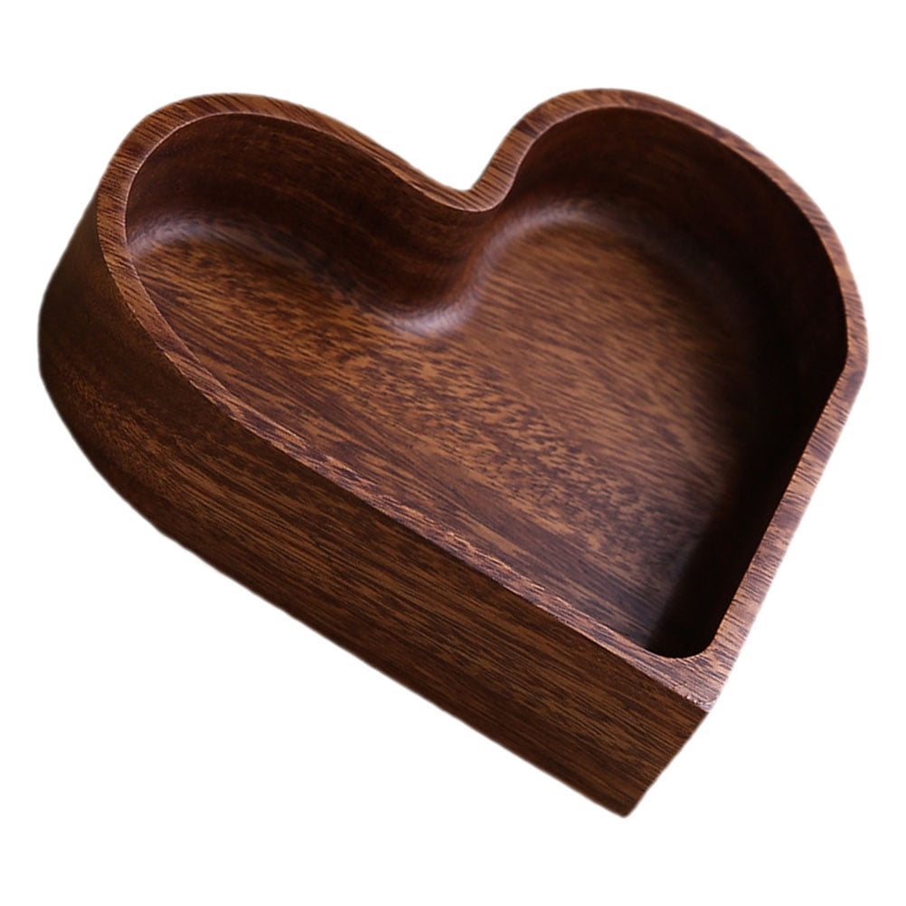Wood Tray Veggie Wooden Foods Serving Heart Shaped Trinket Dish Dried ...