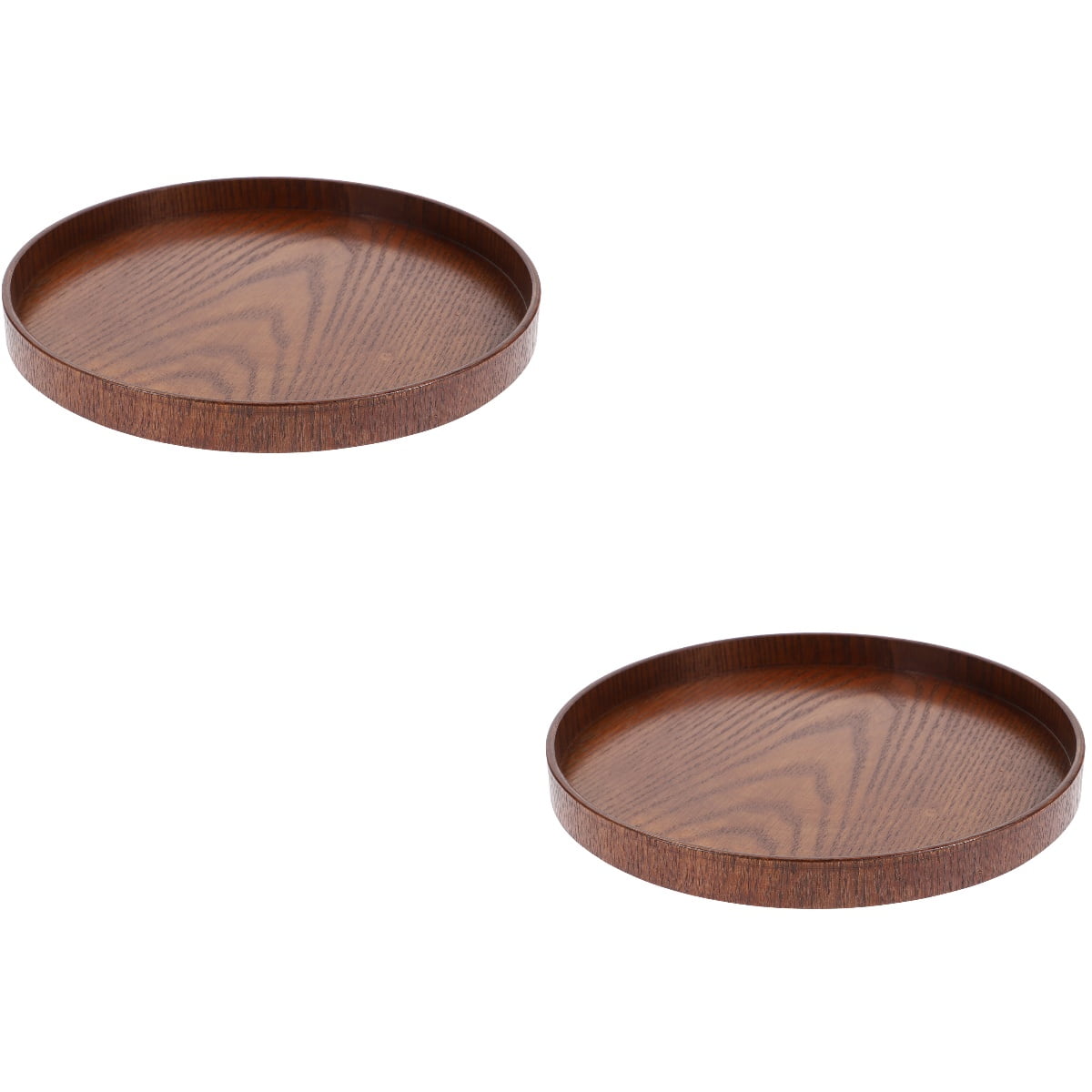 Wood Tray Wooden 2 Pieces Desktop Plate Round Modeling European Style ...