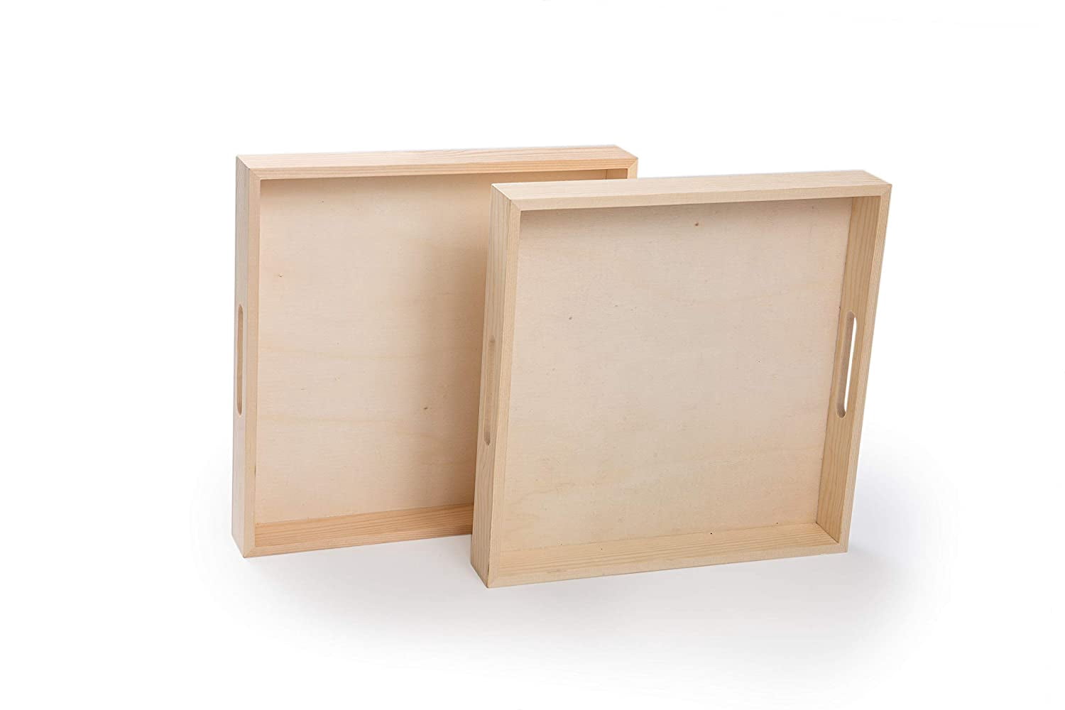 Wood Tray/Wooden Trays | Square Serving Boxes with Handles - Unfinished ...