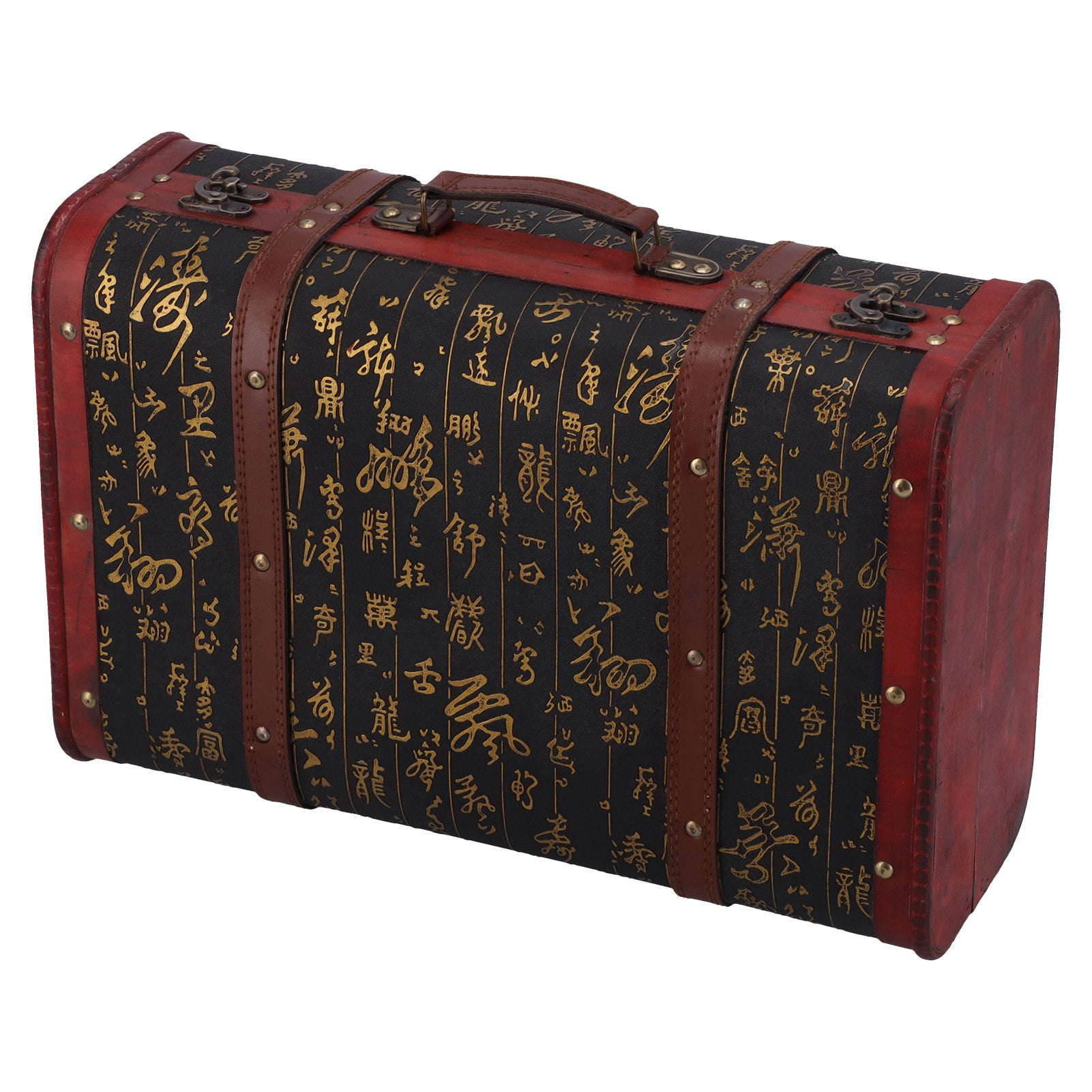 Wood Treasure Chest with Handle, Antique Loking Small Wooden Box ...