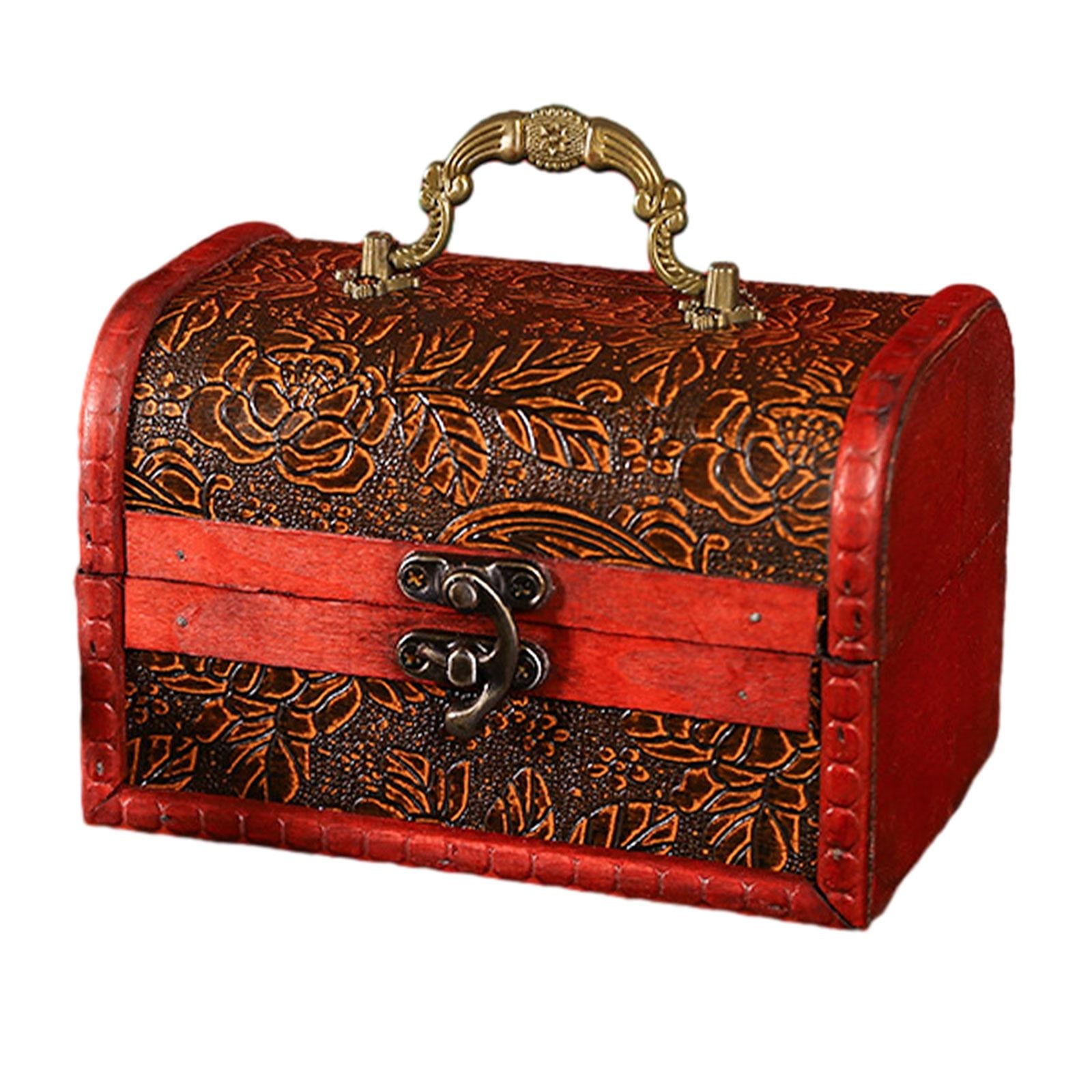 Wood Treasure Chest Sundries Jewelry Box for Classroom Playhouse Prop ...