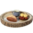 Wood Tree Bark Indented Display Tray Serving Plate Platter Charger ...