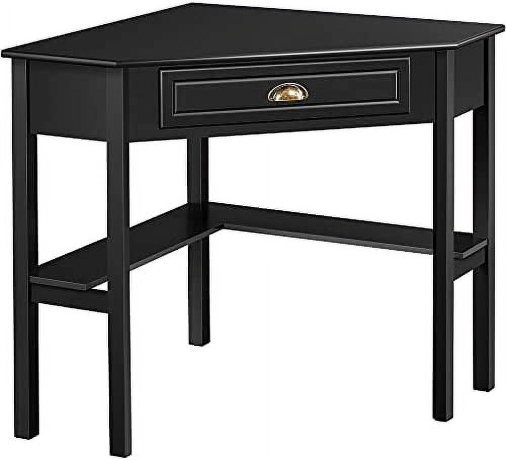 Wood Triangle Computer Desk Corner Vanity with Large Drawer & Storage ...