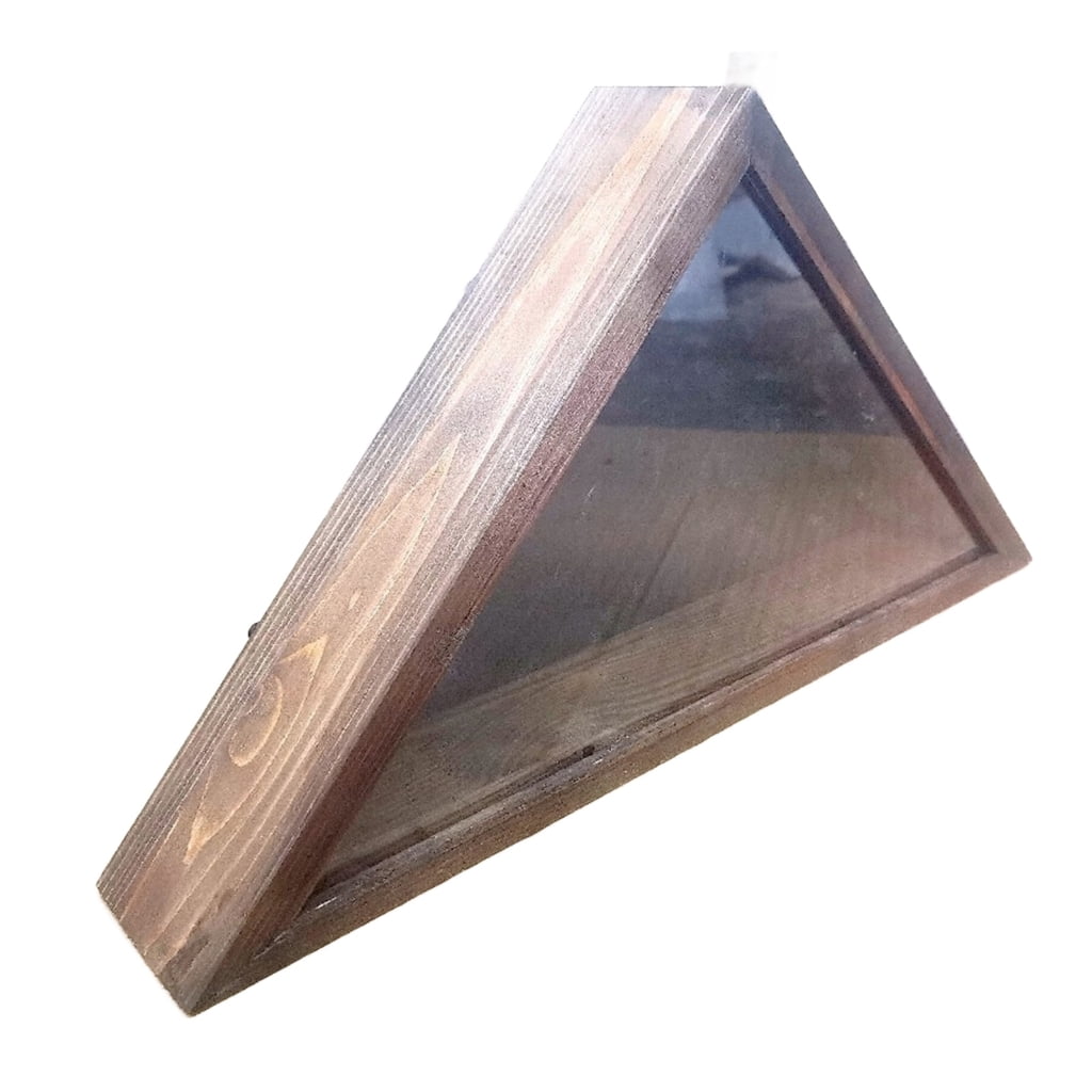 Wood Triangular Flag Display Case with Glass Front for Home or Office ...