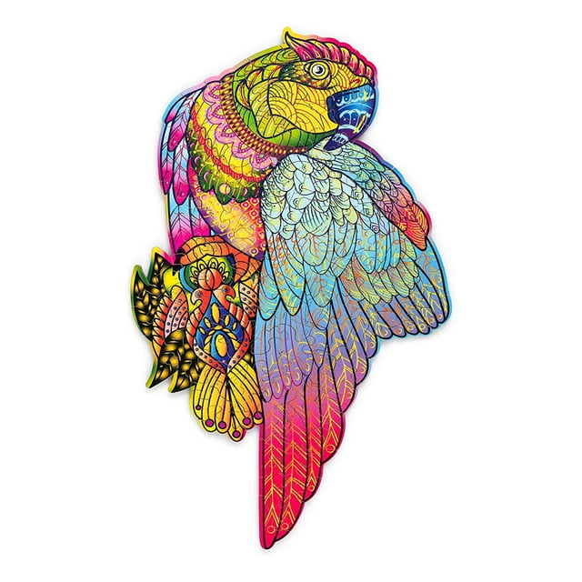 Wood Trick Bright Parrot 155 Piece Wooden Jigsaw Puzzle for Kids and ...