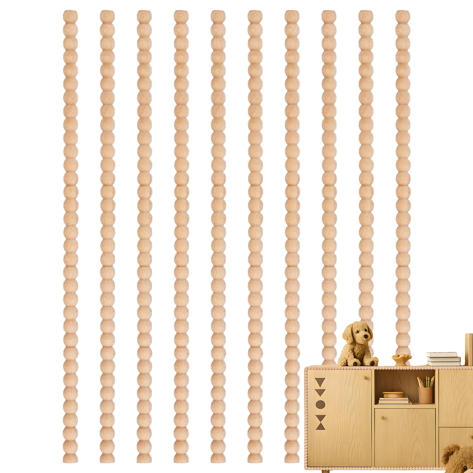 Wood Trim | 15.75 Inch Decorative Beaded Wood Trim Moulding | 10 Piece ...