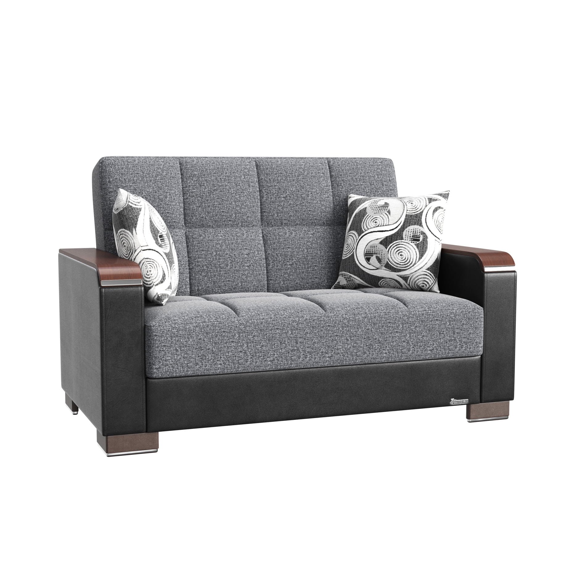 Wood Trimmed With Storage In Grey/black Microfiber, X Collection For A ...