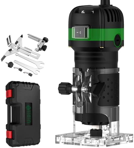 Wood Trimmer, 1/4" 6.35mm Compact Router Tool Electric Wood Hand ...