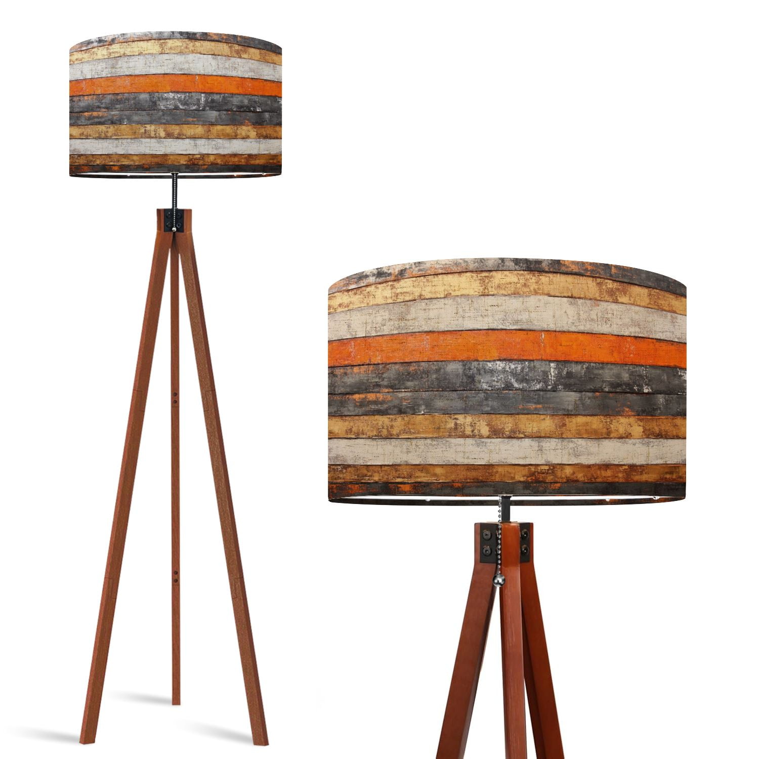 Wood Tripod Floor Lamp, Mid Century Wood Standing Lamp with 3 Color ...