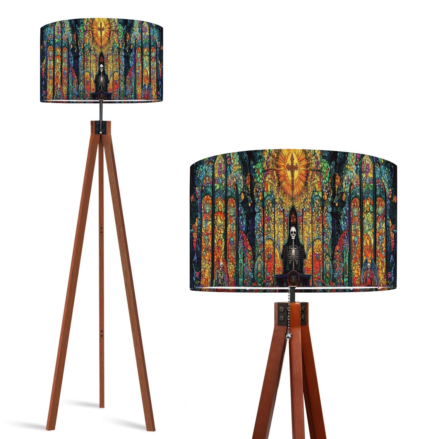 Wood Tripod Floor Lamp, Mid Century Wood Standing Lamp with 3 Color ...