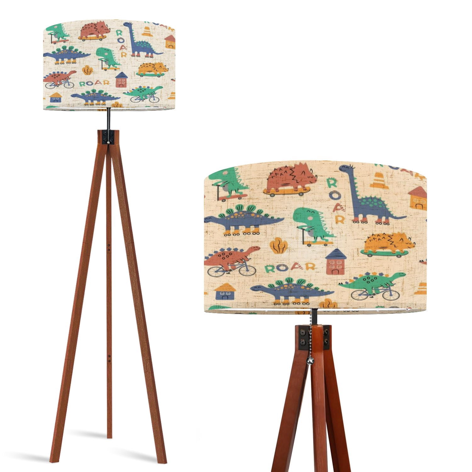 Wood Tripod Floor Lamp, Mid Century Wood Standing Lamp with 3 Color ...