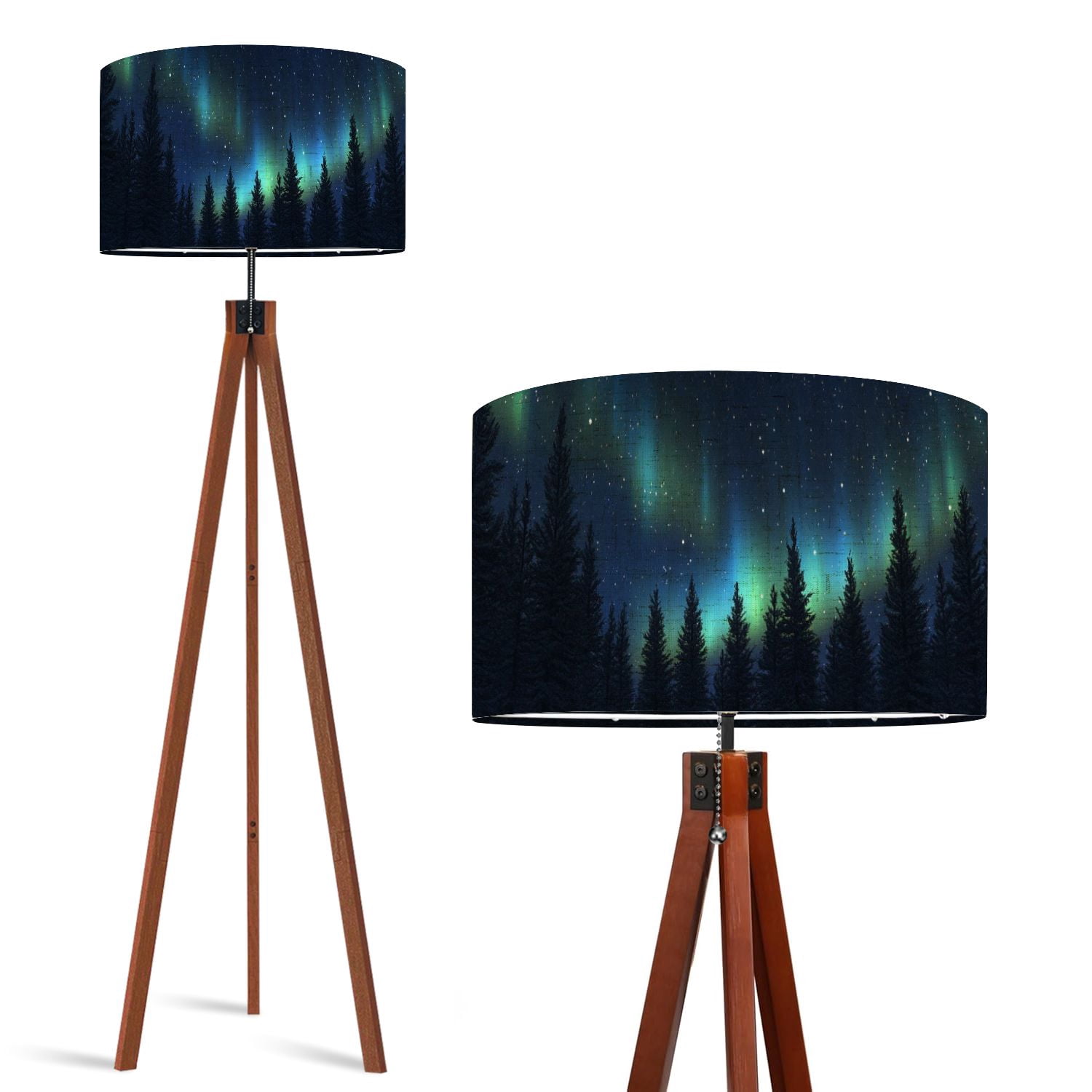 Wood Tripod Floor Lamp, Mid Century Wood Standing Lamp with 3 Color ...