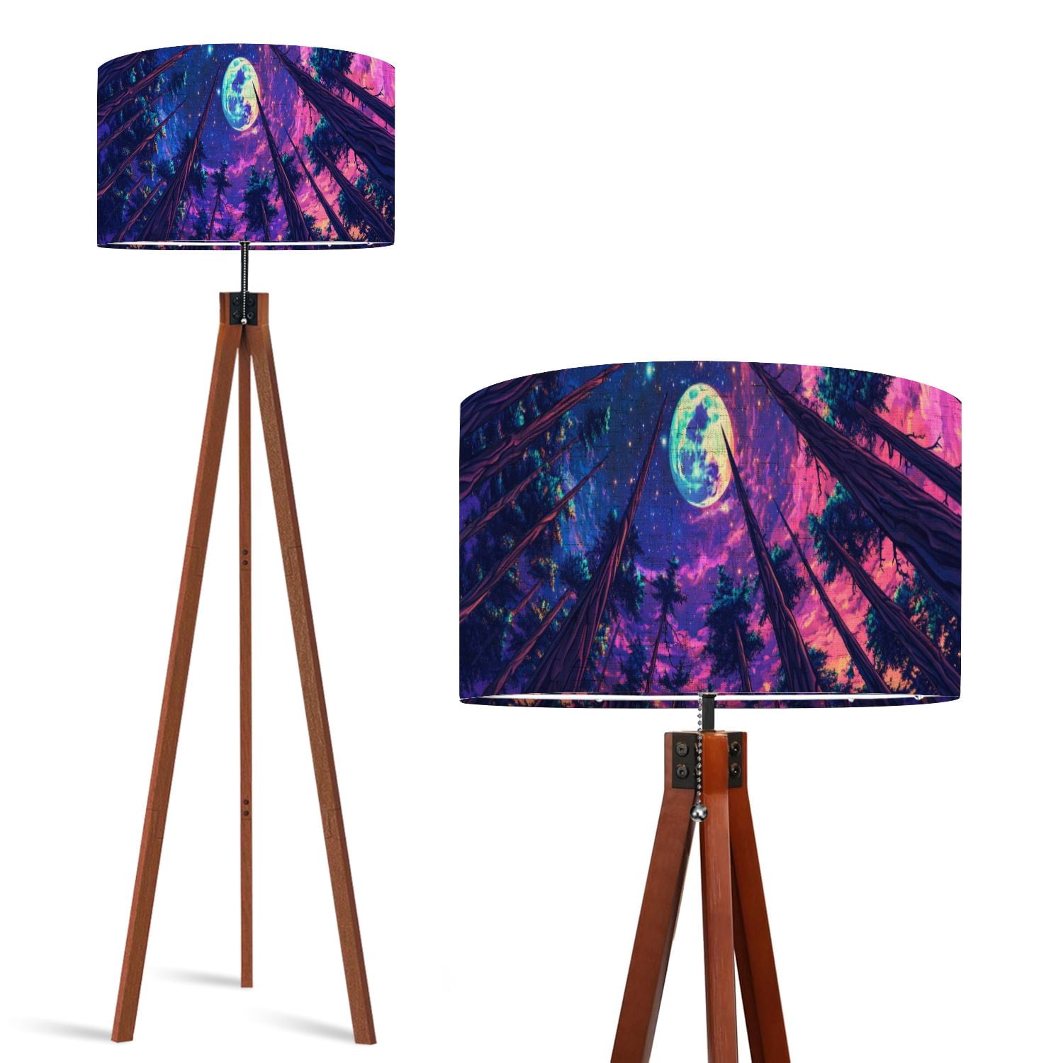 Wood Tripod Floor Lamp, Mid Century Wood Standing Lamp with 3 Color ...