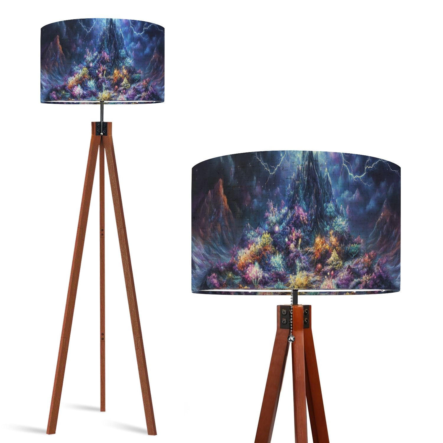 Wood Tripod Floor Lamp, Mid Century Wood Standing Lamp with 3 Color ...