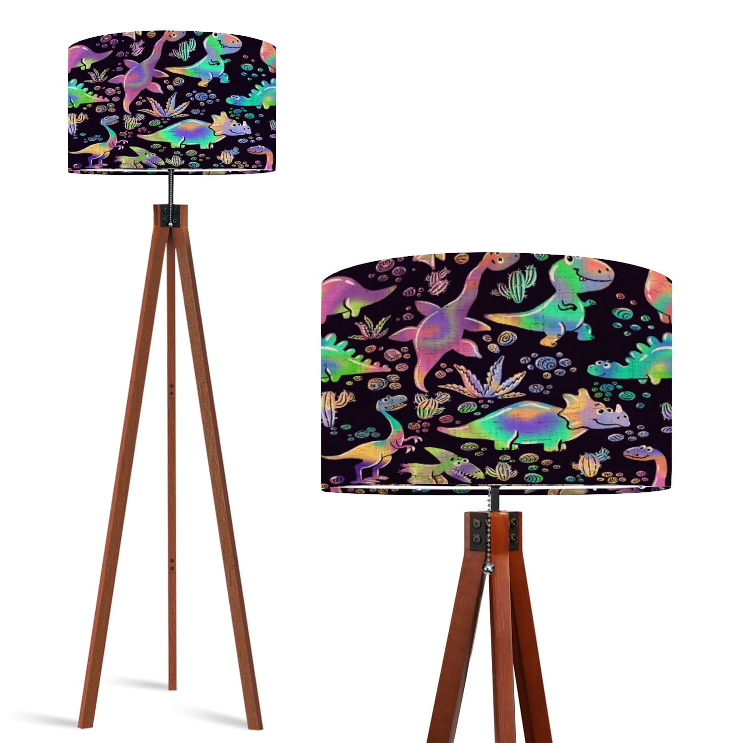 Wood Tripod Floor Lamp, Mid Century Wood Standing Lamp with 3 Color ...