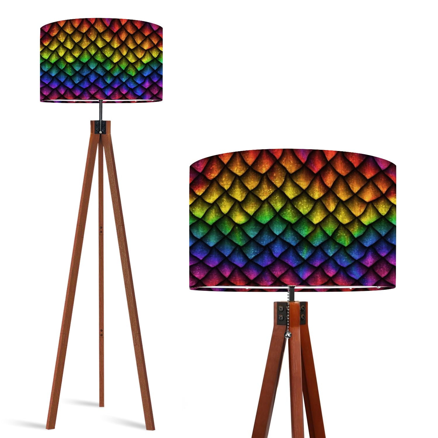 Wood Tripod Floor Lamp, Mid Century Wood Standing Lamp with 3 Color ...