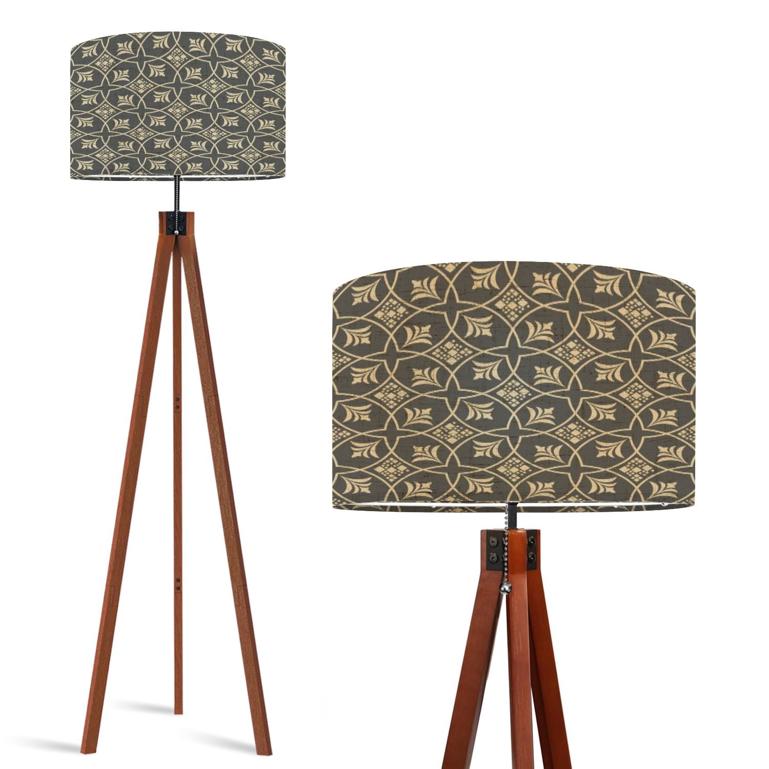 Wood Tripod Floor Lamp, Mid Century Wood Standing Lamp with 3 Color ...
