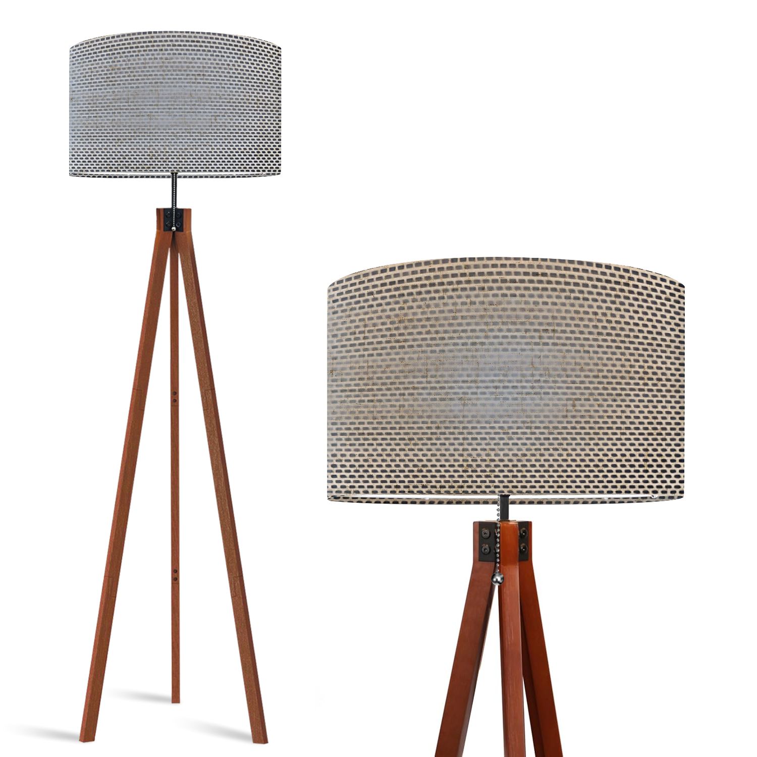 Wood Tripod Floor Lamp, Mid Century Wood Standing Lamp with 3 Color ...