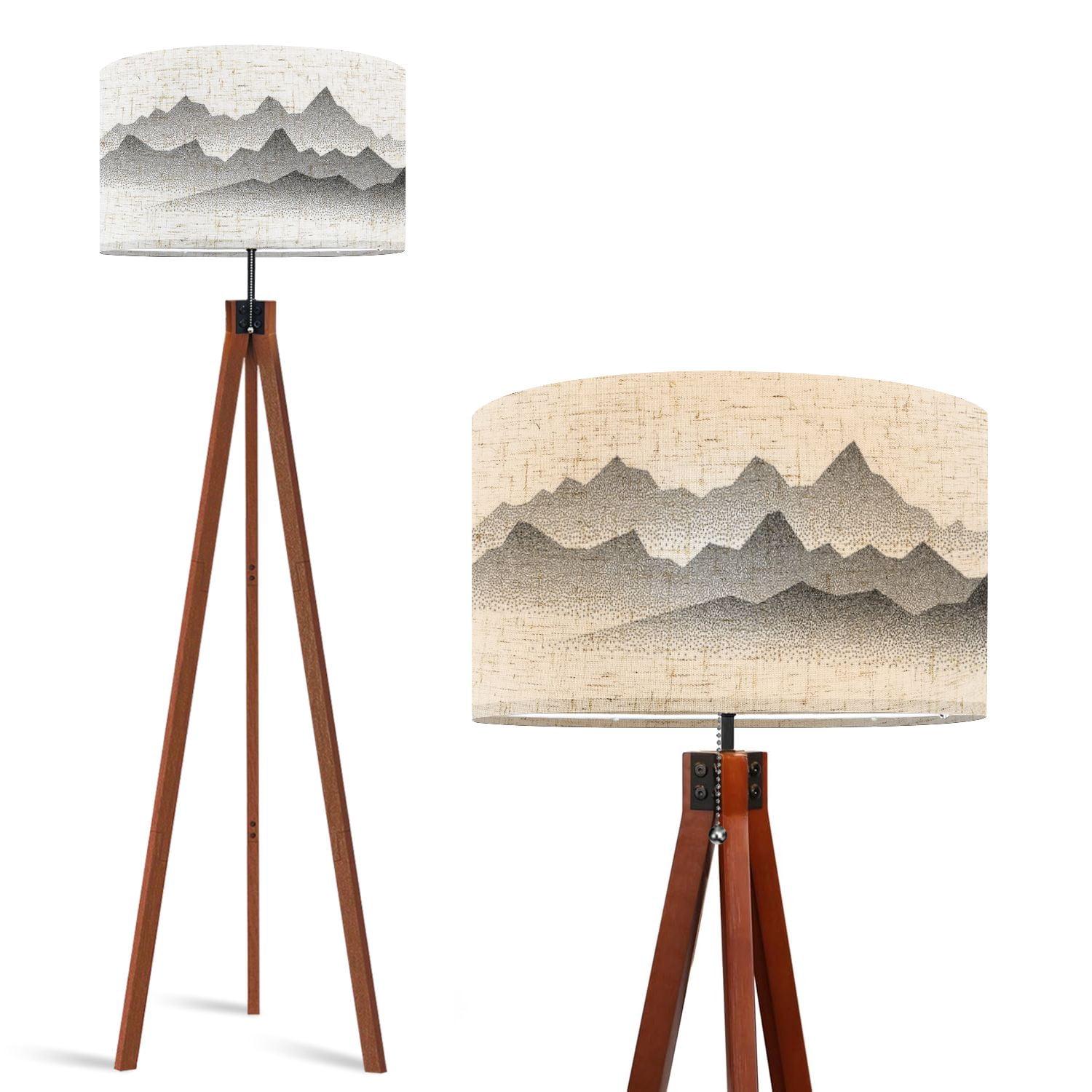 Wood Tripod Floor Lamp, Mid Century Wood Standing Lamp with 3 Color ...