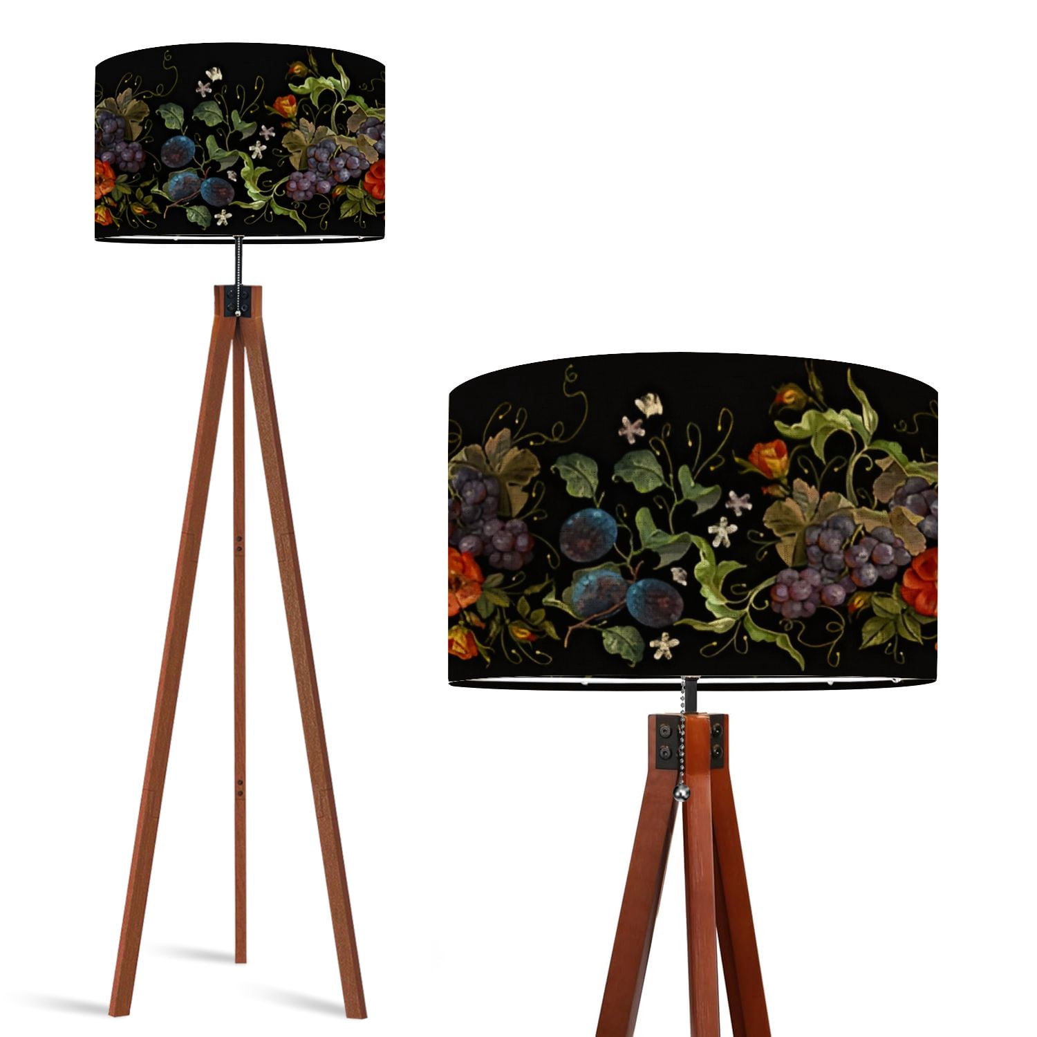 Wood Tripod Floor Lamp, Mid Century Wood Standing Lamp with 3 Color ...