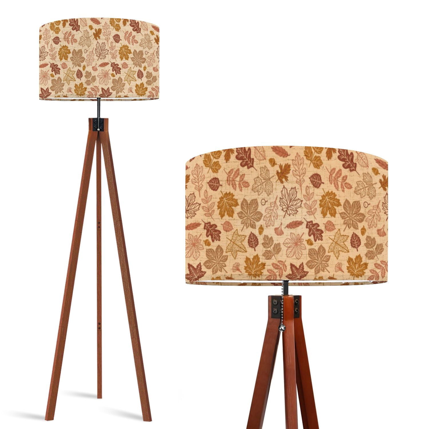 Wood Tripod Floor Lamp, Mid Century Wood Standing Lamp with 3 Color ...