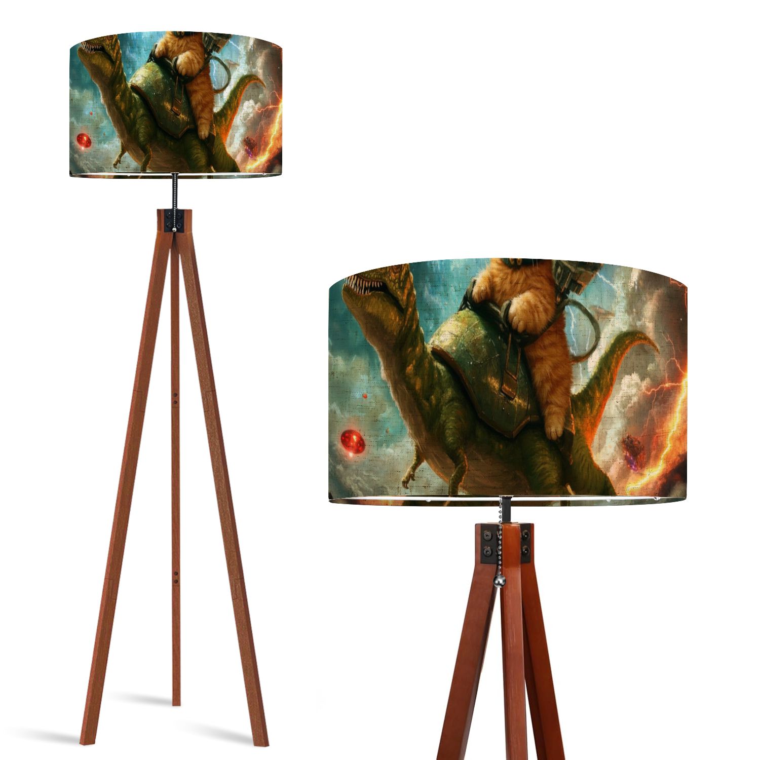 Wood Tripod Floor Lamp, Mid Century Wood Standing Lamp with 3 Color ...