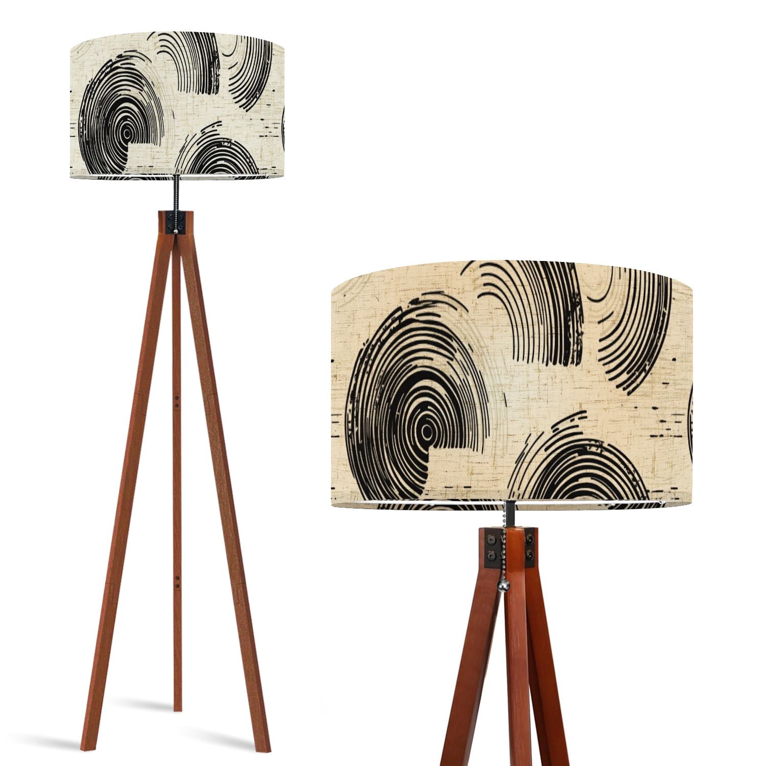 Wood Tripod Floor Lamp, Mid Century Wood Standing Lamp with 3 Color ...