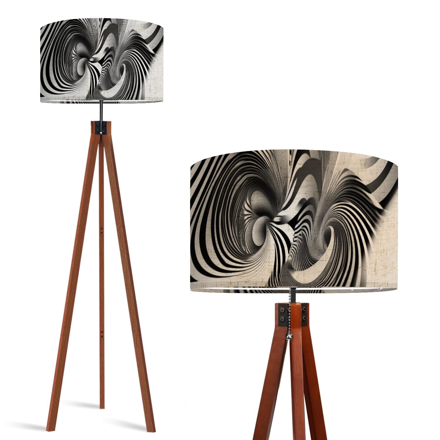Wood Tripod Floor Lamp, Mid Century Wood Standing Lamp with 3 Color ...
